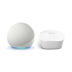 echo dot (5th gen) glacier white with eero mesh wifi router