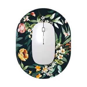 ovenbird small mouse pad with stitched edges, vintage flower gaming mousepad, portable mini desk pad with anti-slip rubber base, cute mouse pad for desk, laptop & wireless mouse, 7 x 5.5 in, black