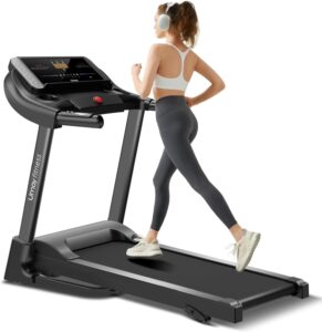 umay fitness home folding incline treadmill with pulse sensors, 3.0 hp quiet brushless, 300 lbs capacity (black or gray) (black)