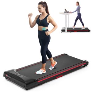 walking pad, under desk treadmill with remote control, led display, wheels, portable mini running machine for small spaces in home/office