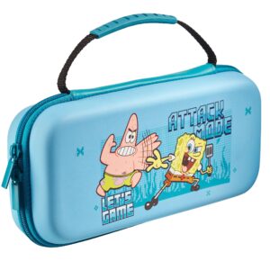 numskull spongebob squarepants attack mode hard shell travel case for nintendo switch and oled model console - fits 10 games and switch accessories