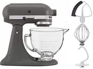 kitchenaid 5-quart tilt head grey stand mixer with flex edge beater glass bowl imperial gray