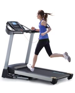 borgusi treadmill with 15% auto incline - 350 lbs capacity, 3.5hp electric folding treadmill up to 10mph speed, running machine with 20" wide tread belt & lcd display for home use, bluetooth speaker