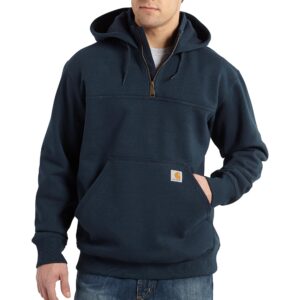 carhartt men's rain defender loose fit heavyweight quarter-zip sweatshirt, new navy, medium