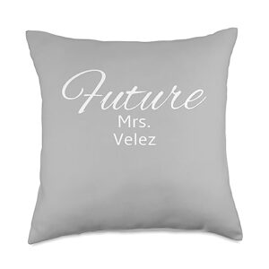 mrs velez - last name personalized designs mrs. velez personalized engagment announcment throw pillow, 18x18, multicolor