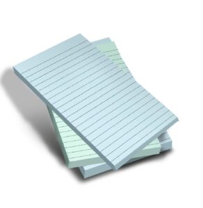 morewith lined sticky notepads, 4x6, pack of 3 sticky notes, pastel colors (blue, green), 100 sheets per pad, recyclable & eco-friendly