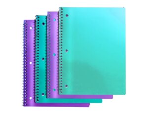 it's academic college-ruled spiral notebook, 1-subject, 80 sheet, metallic purple and teal, 4 pack