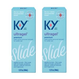 k-y ultragel premium water based lube- personal lubricant safe to use with latex condoms, devices, sex toys and vibrators, 1.5 oz. (pack of 2)