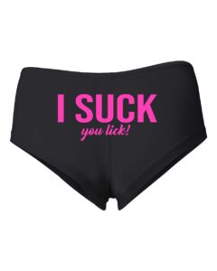 wild bobby i suck you lick women's cotton spandex booty shorts, black, medium