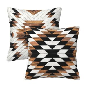 tribal aztec western wooden native american indian farmhouse throw pillow covers 18x18 in pillow case soft cushion pillow covers set of 2 for sofa bed bedroom living room home decor