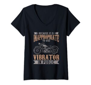 womens because it is inappropriate to use vibrator in public biker v-neck t-shirt