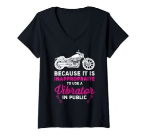 womens bike because it is inappropraite to use a vibrator in public v-neck t-shirt