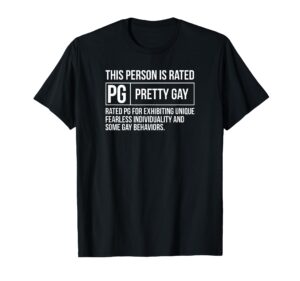 this person is rated pg pretty gay funny lgbt joke t-shirt