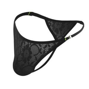 evankin mens sexy lace thong see through funny buckle g-strings underwear bulge pouch gay jockstrap(black,xl)