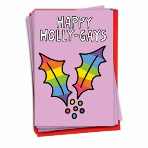 nobleworks 12 funny christmas greeting cards bulk box set with 5 x 7 inch envelopes (1 designs, 12 each) happy holly-gays c7630xsg-b12x1