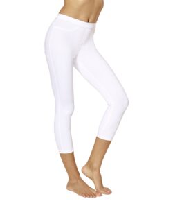 no nonsense women's plus classic denim capri leggings with pockets, white, 3x