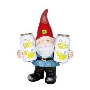 exhart garden gnome, double fisting two can timmy garden statue, funny outdoor garden decoration, 10 x 13.5 inch