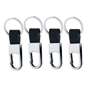 leather keyring car key chain ring car smart keychain key holder fob clip on belt loops for women, 4pcs keychain clip (black)