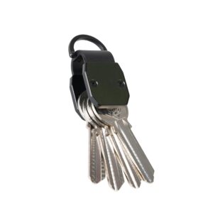 compact metallic mini key organizer keychain - aluminum key holder, key case, green.