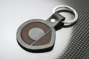 handmade leather keychain keyring for smart car (symbol)