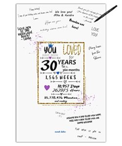 30th birthday party guest book poster - table centerpiece decoration banner for women or men turning 30 years old - sweet guest book alternative - 11x17 in art anniversary keepsake sign for wishes