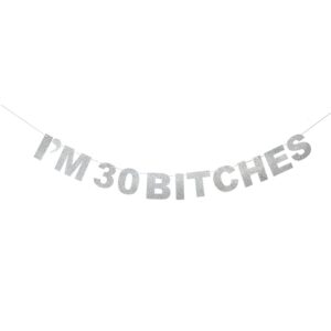 i'm 30 silver glitter birthday banner perfect for funny 30th birthday gift thirty years old bday party decorations