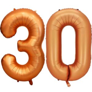 weika 40 inch orange foil mylar 30 number balloon | 30th birthday decorations for girls and boys | 30 birthday balloon for girls and boys | 30th anniversary decoration | birthday party | wedding