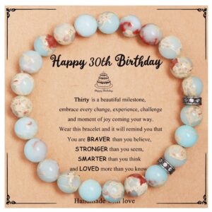 yiyang 30th birthday gifts for her women natural stone bracelet 30th birthday decorations card 30 year old female birthday gift ideas for women friends daughter birthday gifts for turning 30 women