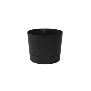 root & vessel majestic mid-century modern low profile cylinder pot, matte black, 6.5"