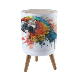 lgcznwdfhtz small trash can with lid for bathroom kitchen office diaper macaw muzzle watercolor colorful bedroom garbage trash bin dog proof waste basket cute decorative