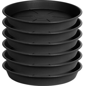 ovzilki 6 pack of plant saucer tray 4 6 8 10 12 14 17 19 22 25 inch, heavy duty plastic pot plant drip trays saucers for for indoors outdoor, plant water tray for planters 3-5" (4", black)