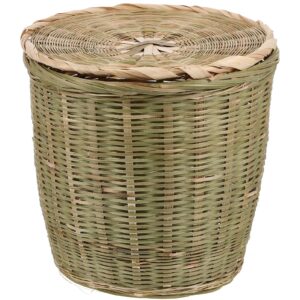 luxshiny wicker waste basket with lid bamboo woven trash can garbage container bins flower basket for bathroom kitchen home office