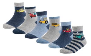 chung little big boys cotton quarter socks casual dino pattern 2025 autumn winter school daily (5-8 years, 6car)