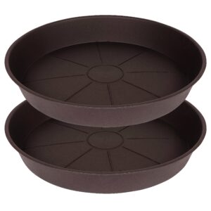 angde 2 pack of plant saucer 20 22 inch (19.5 inch base), deep heavy duty plastic plant saucers 20" round, flower plant trays for indoors outdoor, plant drip tray for planter 18-22" (chocolate brown)