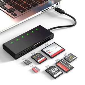 usb c multi card reader, sd/tf/cf/xd/ms type-c 5gps high speed 7-in-1 xd picture card reader for sdxc sdhc tf micro sd cf ms mmc card, sony memory stick pro duo adapter read 5 cards simultaneously