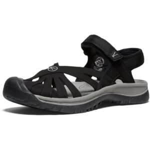 keen women's rose casual closed toe sandals, black/neutral gray, 8.5