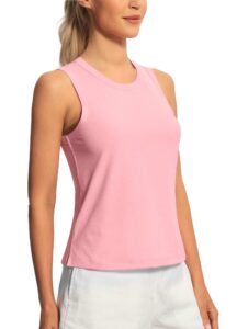 hiverlay workout tank tops for women sleeveless athletic cropped tank top sports gym muscle running shirts pink m