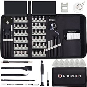 sharden precision screwdriver set 140 in 1 magnetic driver kit electronic repair tool kit with portable bag for iphone, ipad, pc, computer, laptop, macbook, tablet, xbox, game console, watch (grey)