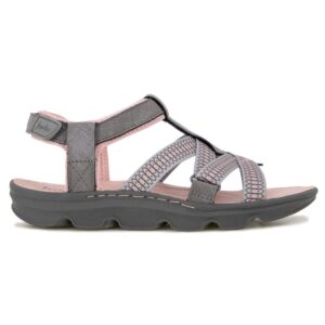 jambu women's bay encore water ready flat sandal, charcoal/rose, 8