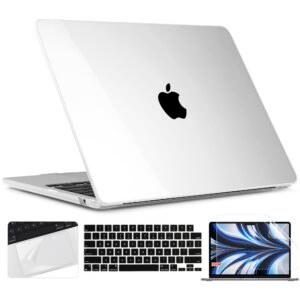 twolskoo for m3 macbook air 13.6 inch case 2022 2023 2024 release a2681 m2 a3113, plastic hard shell cover with trackpad film & keyboard cover & screen film for macbook air 13.6", crystal clear