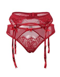 ohmydear women lace garter belts plus size high waisted suspender belt with 4 metal clips for thigh high stockings