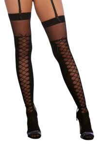 dreamgirl women’s sheer thigh high pantyhose hosiery nylons stockings with comfort lace top anti-slip garter elastic band