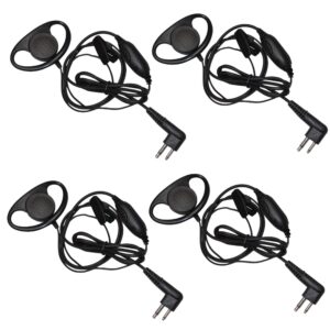 hqrp 4-pack d shape earpiece headset ptt mic compatible with motorola cp250, cp300, rdv-2080d, rdv-5100, vl50 sun meter