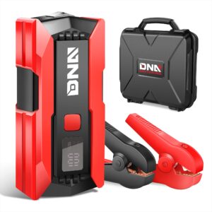 dna motoring 12v 2000a peak multi-function portable car battery jump starter for up to 8.0l gas / 6.3l diesel engine, with carry case,tools-00275