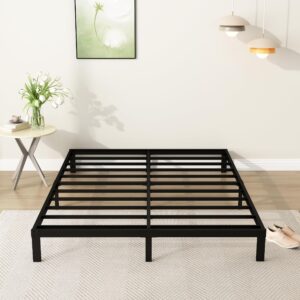 diaoutro 9 inch queen bed frame heavy duty low profile metal platform no box spring needed, maximum storage, easy to assembly, noise free, black