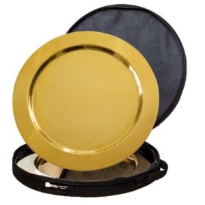 orbis stainless steel 13 inch gold charger plates, set of 6 dinner chargers, includes a protective case, elegant and luxury decorative chargers for dinner plates