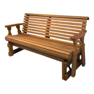 amish heavy duty 800 lb roll back pressure treated porch glider (4 foot, cedar stain)