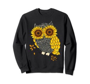 sunflower seeds owl halloween bird lover women kids gift sweatshirt