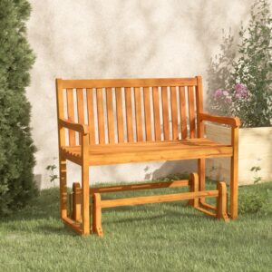 makastle patio swing bench porch loveseat chair for outdoor, 2-person wooden garden rocking seating for outside, 43.3" solid acacia wood