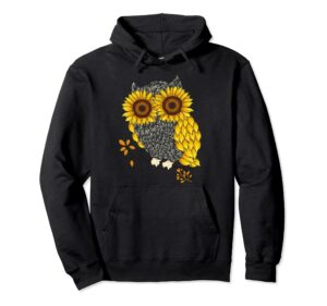 sunflower seeds owl halloween bird lover women kids gift pullover hoodie